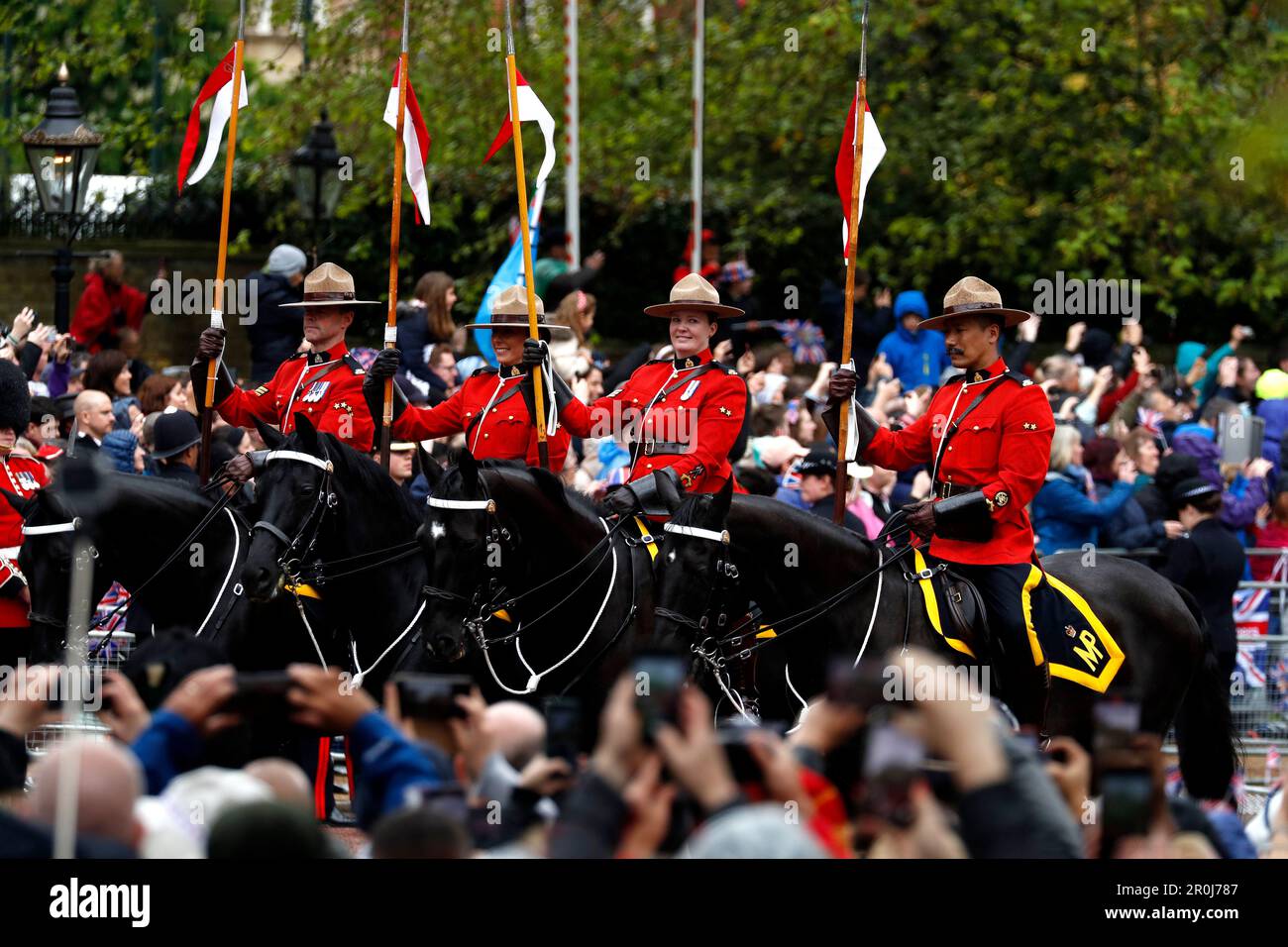 Military procession makes its way down the Mall following King Charles ...