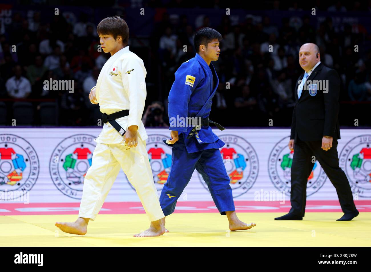 Ali Bin Hamad Al Attiyah Arena, Doha, Qatar. 8th May, 2023. (L-R) Hifumi Abe, Joshiro Maruyama ...