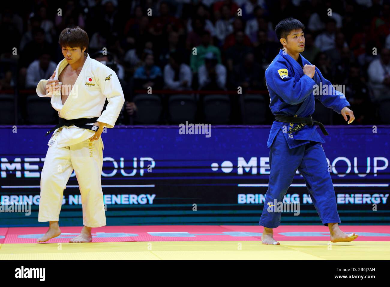 Ali Bin Hamad Al Attiyah Arena, Doha, Qatar. 8th May, 2023. (L-R) Hifumi Abe, Joshiro Maruyama ...