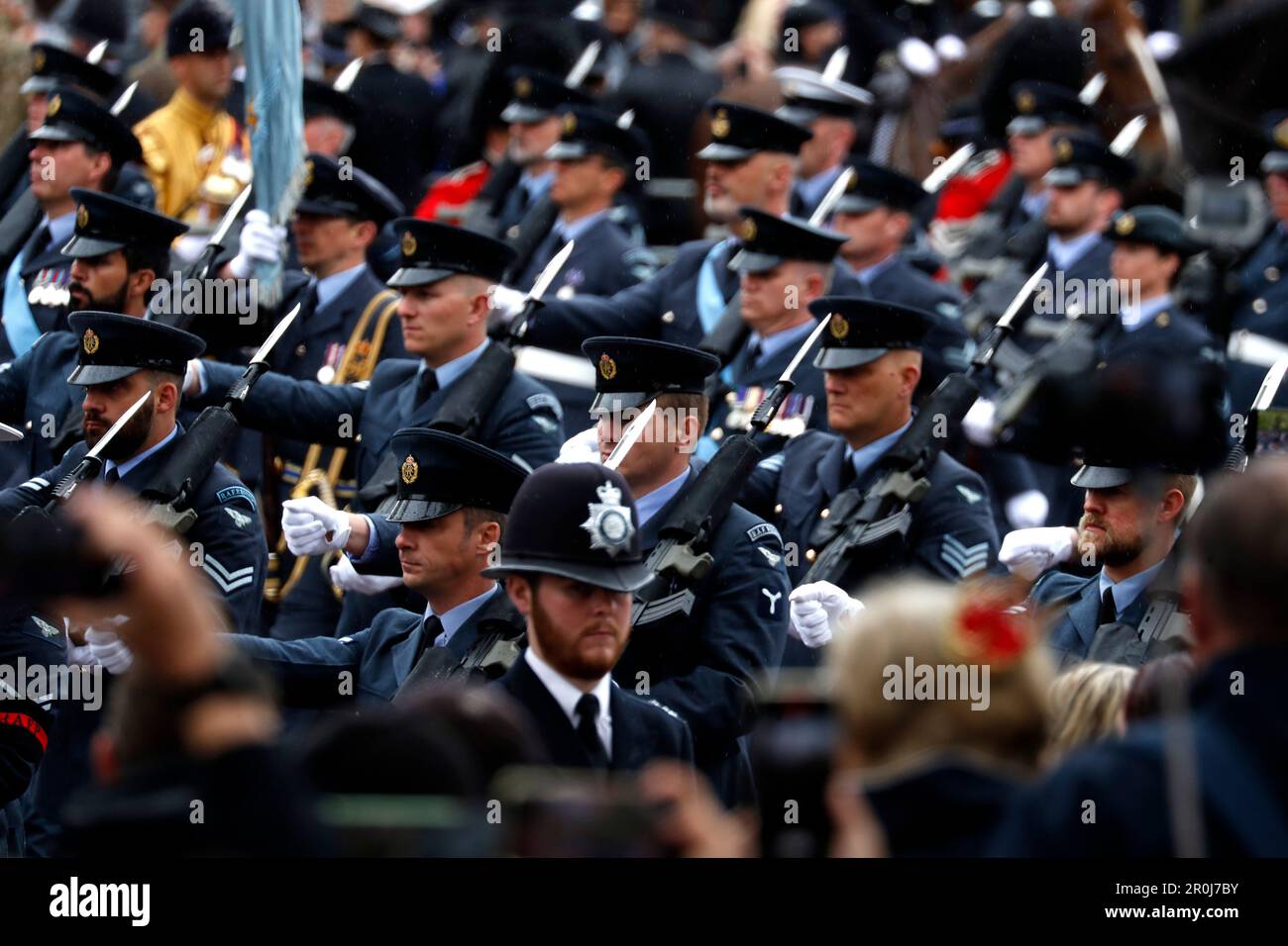 Military procession makes its way down the Mall following King Charles ...