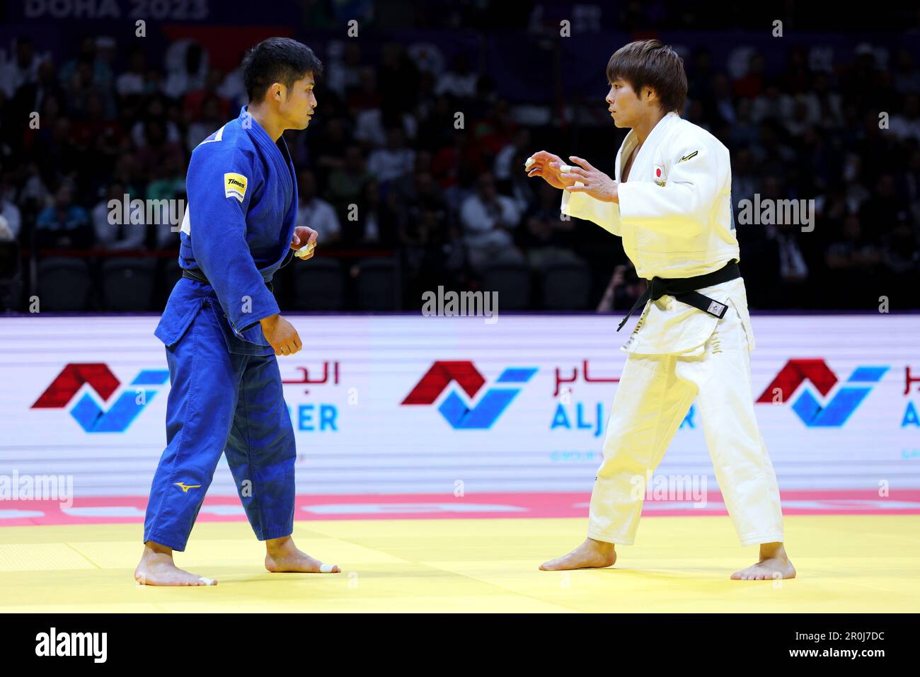 Ali Bin Hamad Al Attiyah Arena, Doha, Qatar. 8th May, 2023. (L-R) Joshiro Maruyama, Hifumi Abe ...