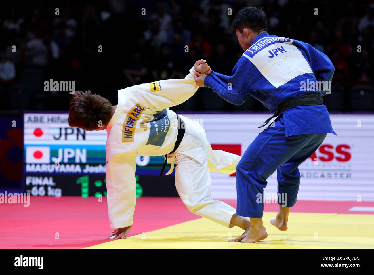 Ali Bin Hamad Al Attiyah Arena, Doha, Qatar. 8th May, 2023. (L-R) Hifumi Abe, Joshiro Maruyama ...