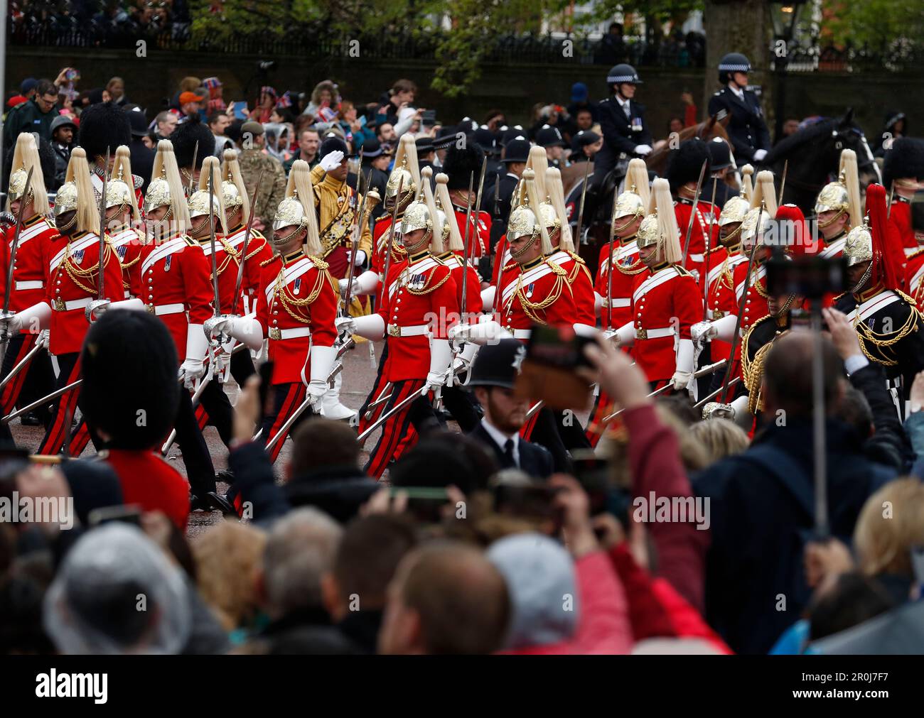 Military procession makes its way down the Mall following King Charles ...