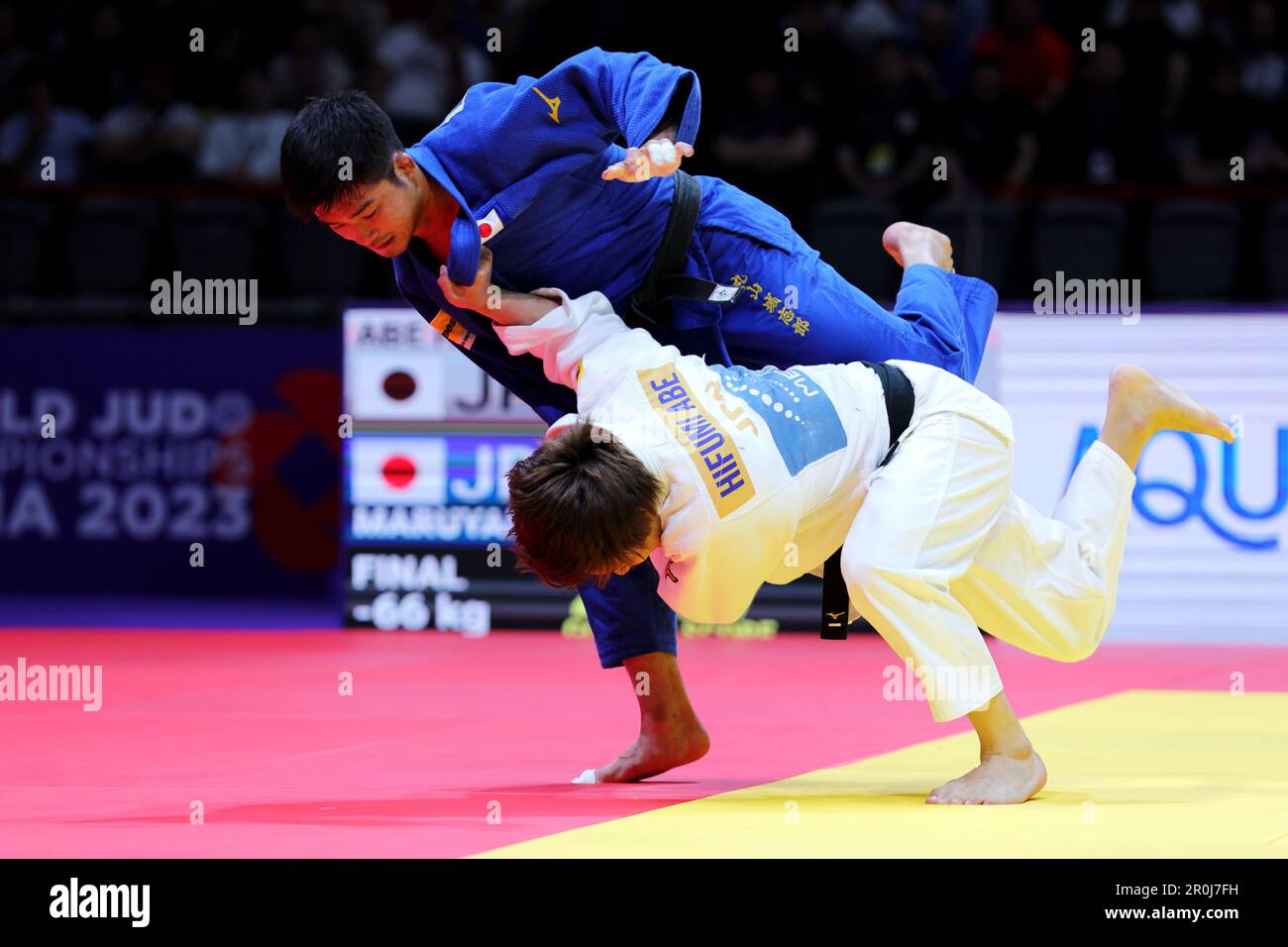 Ali Bin Hamad Al Attiyah Arena, Doha, Qatar. 8th May, 2023. (L-R) Joshiro Maruyama, Hifumi Abe ...