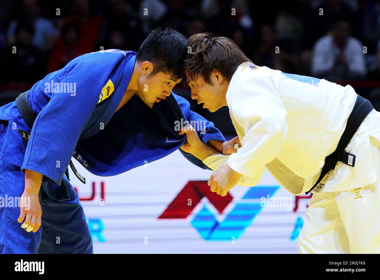 Ali Bin Hamad Al Attiyah Arena, Doha, Qatar. 8th May, 2023. (L-R) Joshiro Maruyama, Hifumi Abe ...
