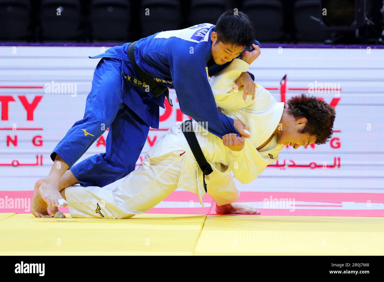 Ali Bin Hamad Al Attiyah Arena, Doha, Qatar. 8th May, 2023. (L-R) Joshiro Maruyama, Hifumi Abe ...