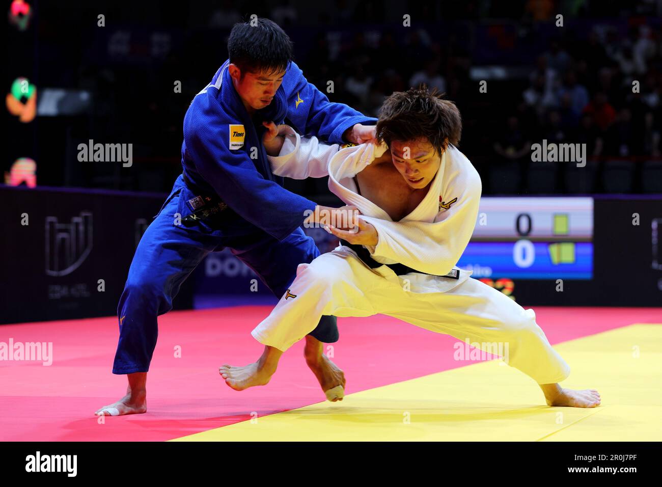 Ali Bin Hamad Al Attiyah Arena, Doha, Qatar. 8th May, 2023. (L-R) Joshiro Maruyama, Hifumi Abe ...