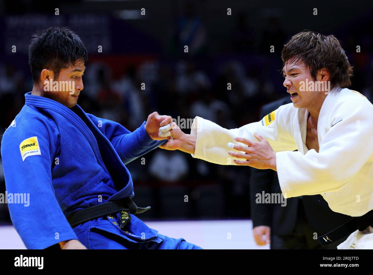 Ali Bin Hamad Al Attiyah Arena, Doha, Qatar. 8th May, 2023. (L-R) Joshiro Maruyama, Hifumi Abe ...