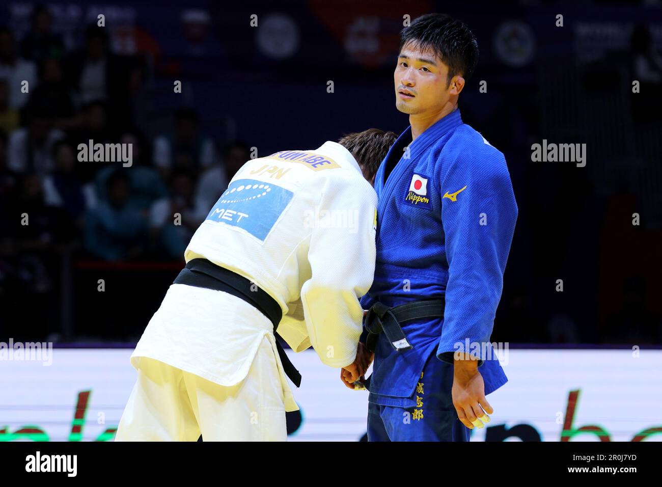 Ali Bin Hamad Al Attiyah Arena, Doha, Qatar. 8th May, 2023. (L-R) Hifumi Abe, Joshiro Maruyama ...