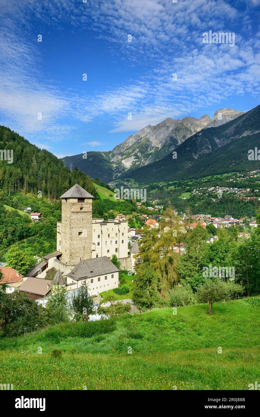 Landeck castle with Lechtal Alps in background, Landeck, Tyrol, Austria ...