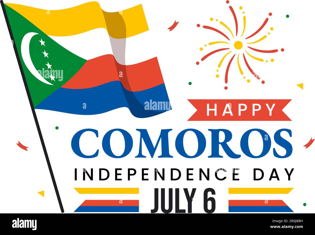 Happy Comoros Independence Day Vector Illustration with Comorian Waving ...