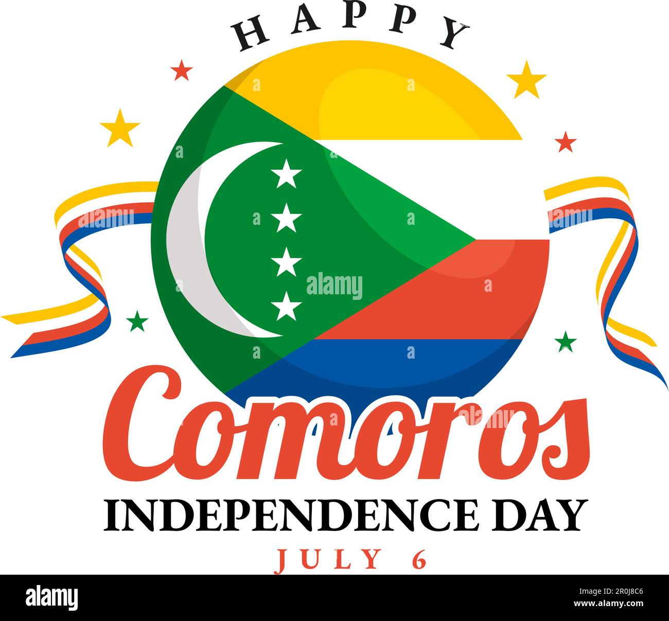Happy Comoros Independence Day Vector Illustration with Comorian Waving ...