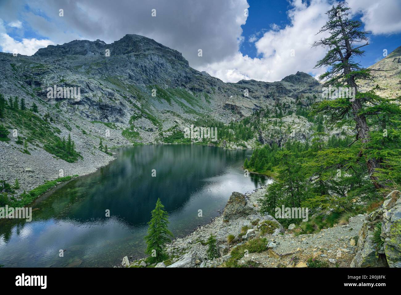 Lake Lago Cornato at hut Rifugio Barbustel, Natural Park Mont Avic ...