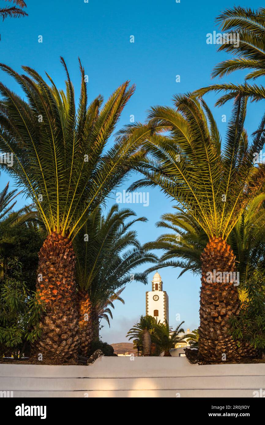 Town hall tower, Plaza Leon y Castillo, San Bartolome, Lanzarote ...