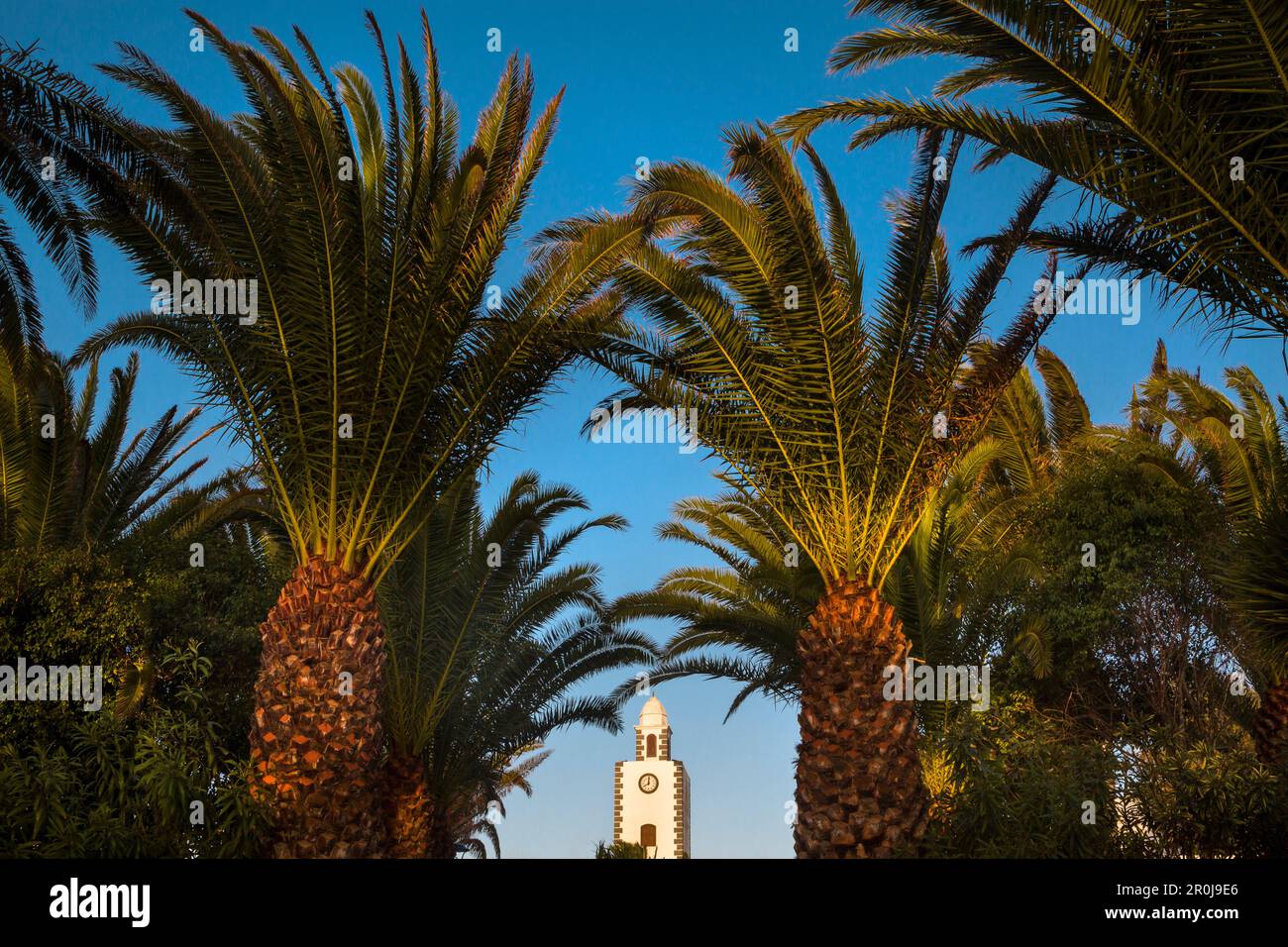 Town hall tower, Plaza Leon y Castillo, San Bartolome, Lanzarote ...
