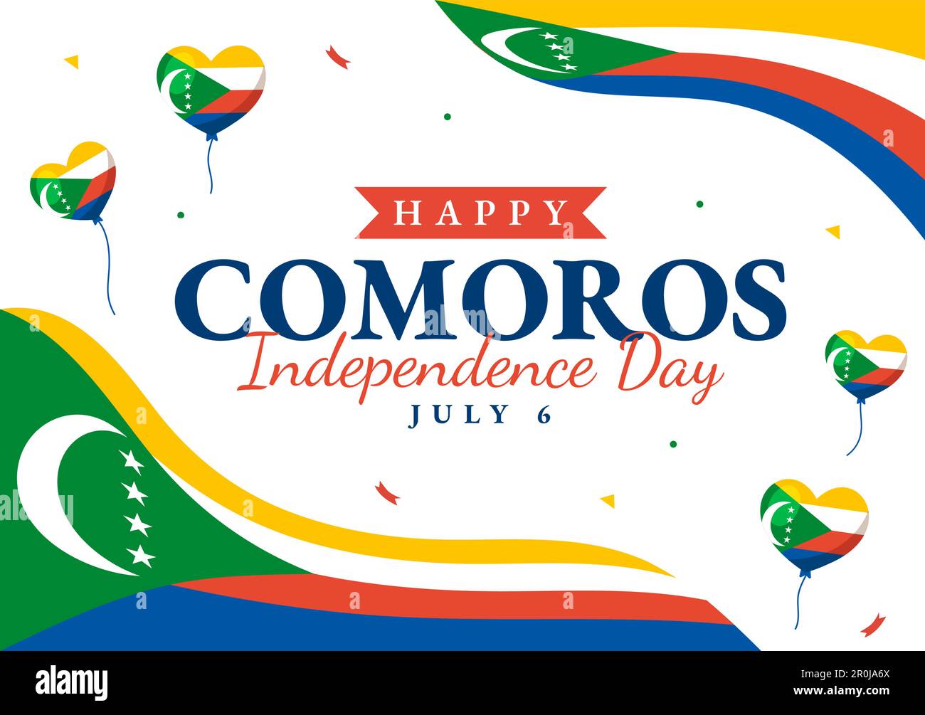 Happy Comoros Independence Day Vector Illustration with Comorian Waving ...