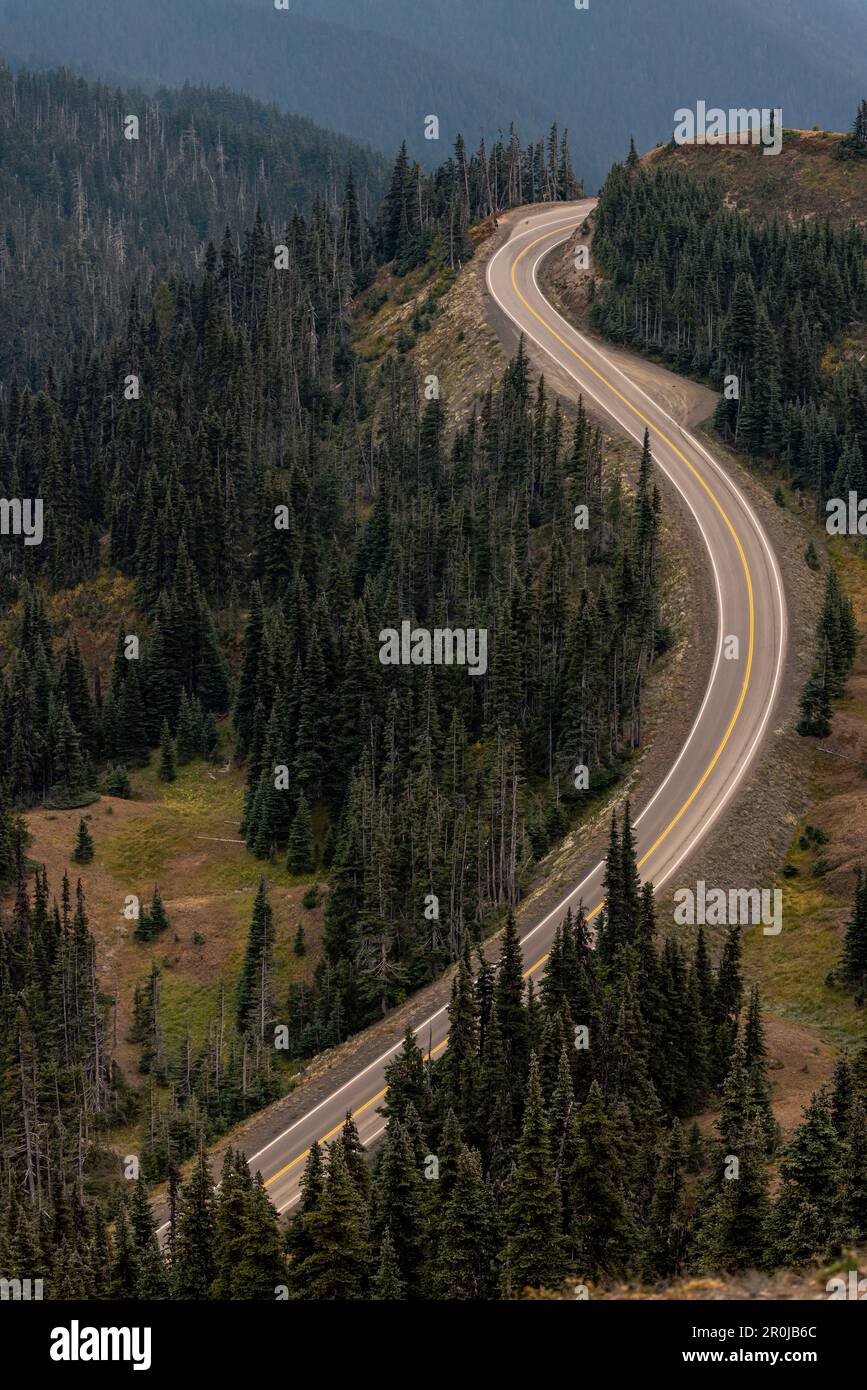 Roadway leading up to the top of Hurricane Ridge in Olympic National ...