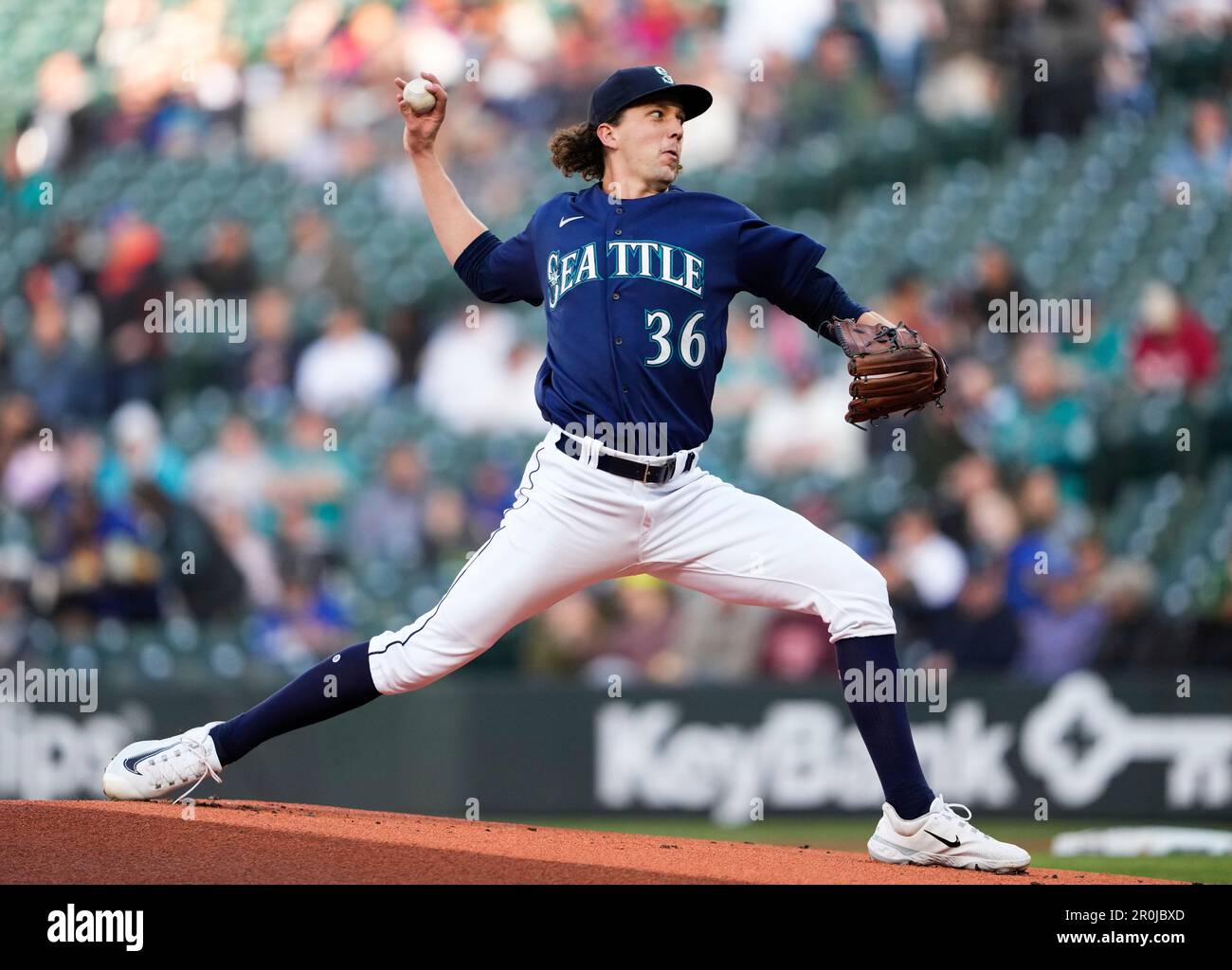 Seattle Mariners starting pitcher Logan Gilbert throws against the ...