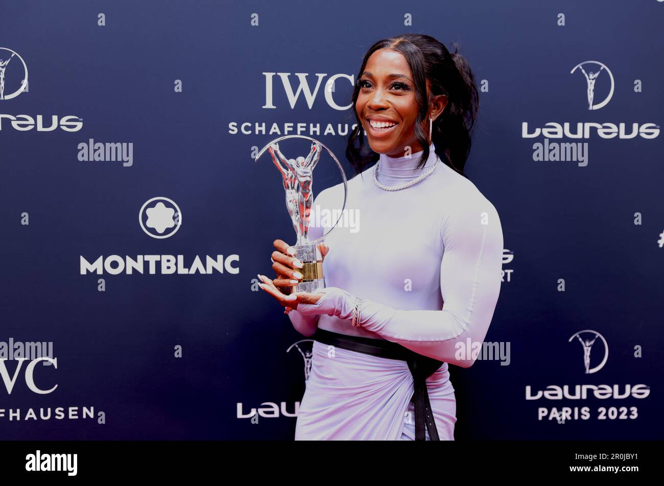 Paris, Jamaican sprinter athlete Shelly-Ann Fraser-Pryce poses with the ...