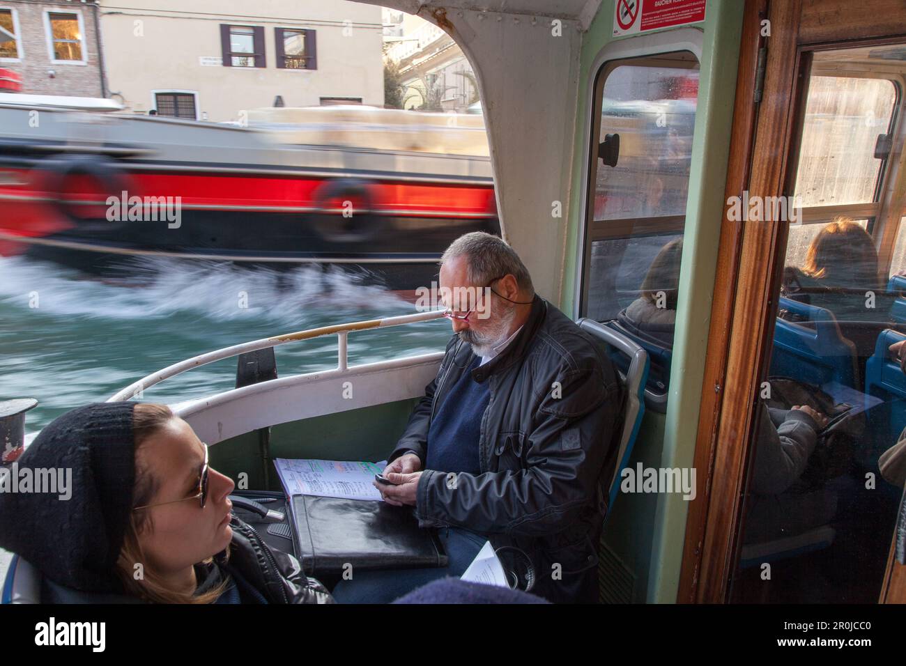 Vaporetto, water bus, public transport, passengers, Venice, lagoon ...