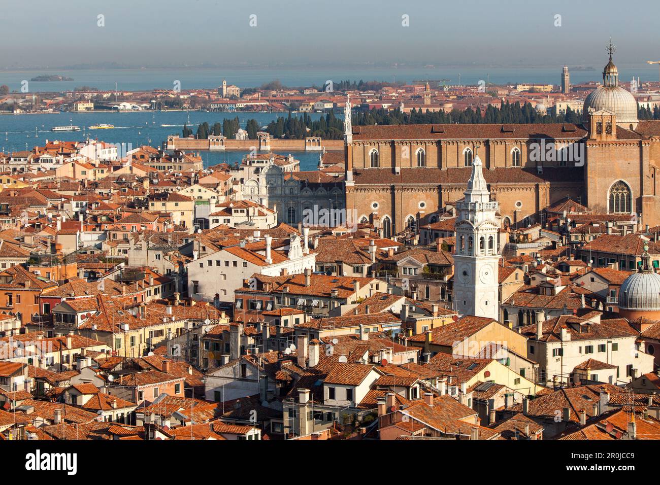 view above Basilica dei Santi Giovanni e Paolo, background is cemetery ...