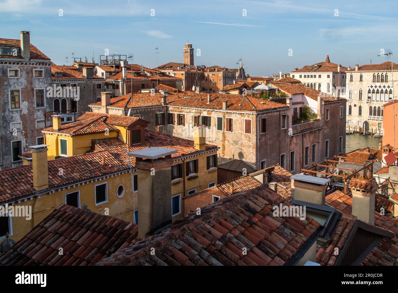 view from Palazzo Fortuny to Canal Grande, roofs, roof terraces, Venice ...