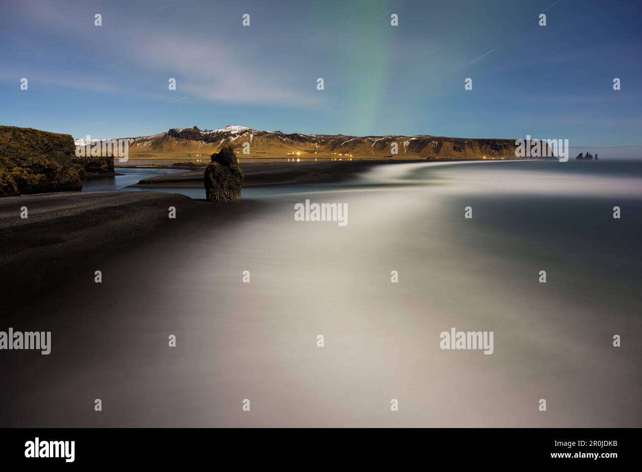 Reynisfjara beach near Dyrholaey, Reynisdrangar, Northern Lights, South ...