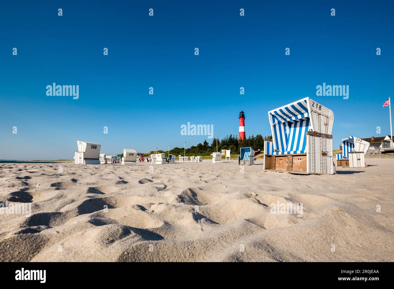 Beach and lighthouse, Hoernum, Sylt Island, North Frisian Islands ...