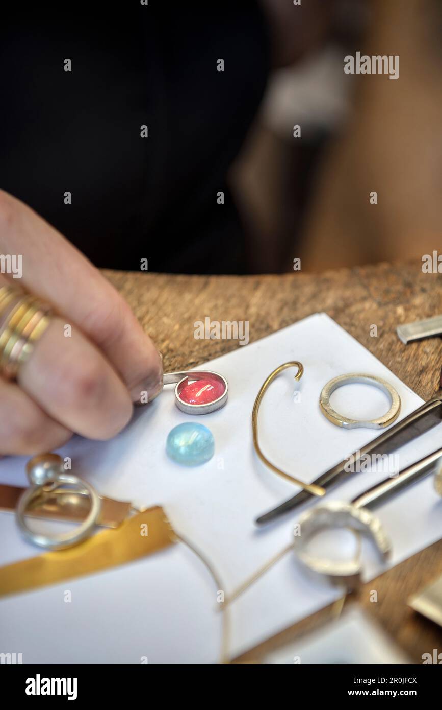 Goldsmith making jewellery, handicraft, Ueberlingen, Lake Constance ...