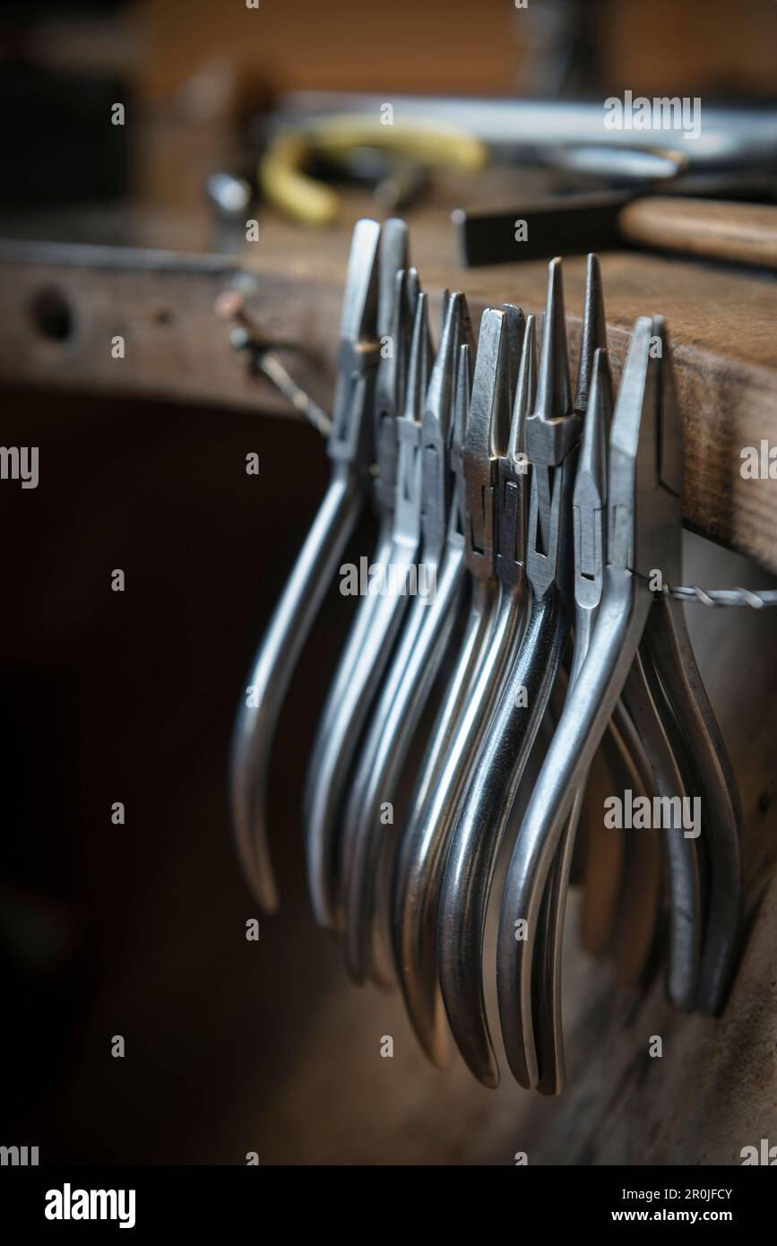 Tools in a Goldsmith's workshop, jewellery, handicraft, Ueberlingen ...