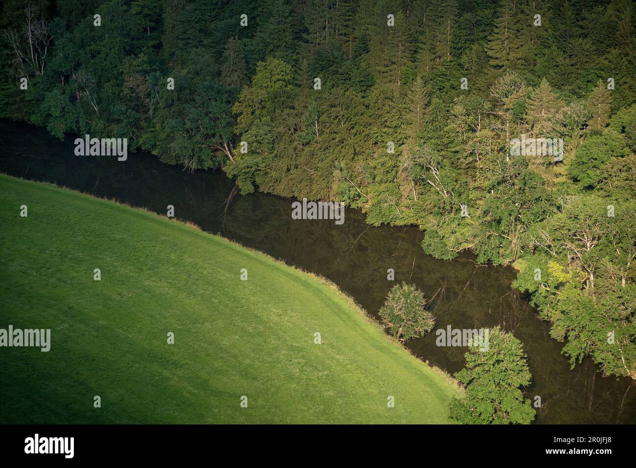 The young Danube river flowing along the Danube River Valley, Upper ...