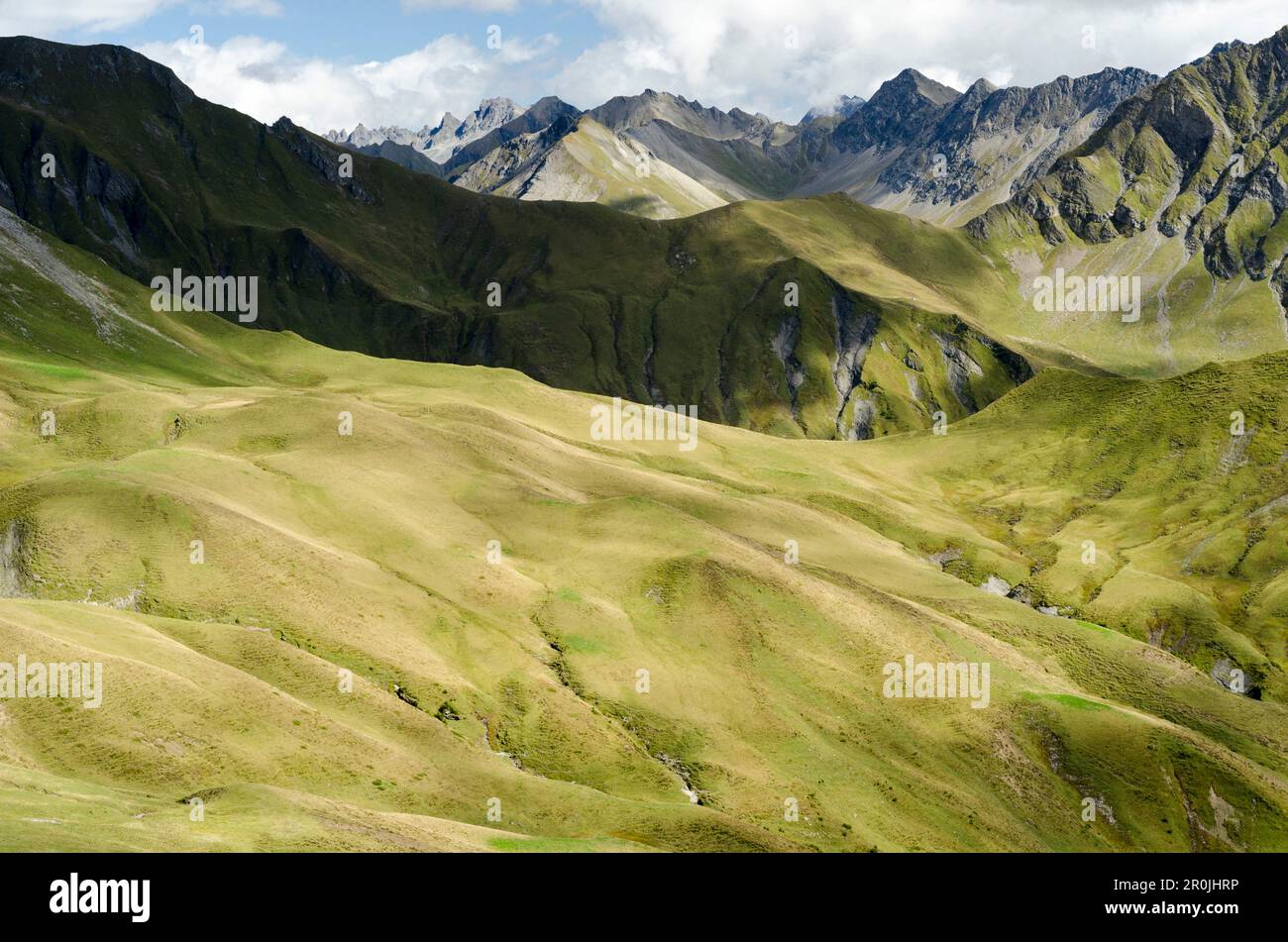 View of the region around Foopass, Glarus Alps, cantons of Glarus and ...