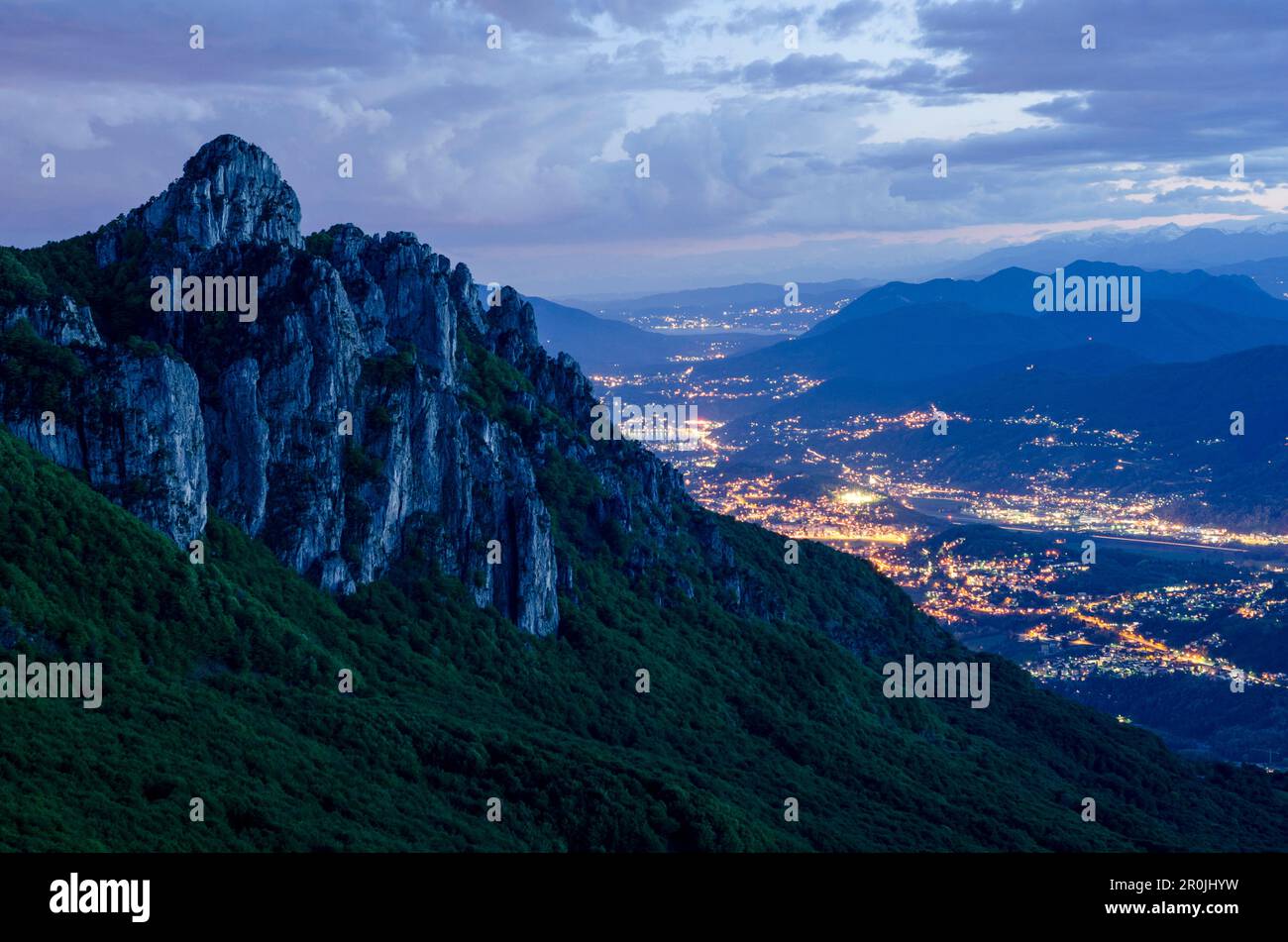 Evening light on the rocky spires of the Denti della Vecchia, in the ...