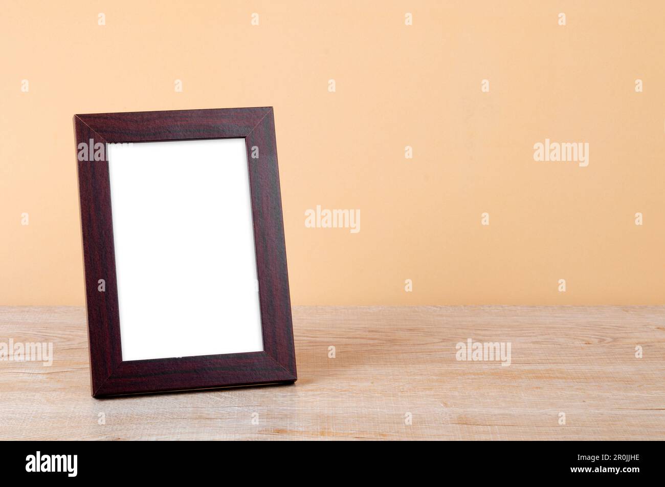 Vertical wooden frame Standing on the table. Save clipping path Stock ...