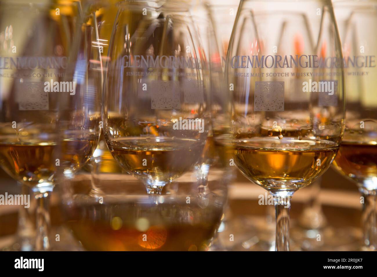 Whisky tasting glasses at The Glenmorangie Whisky Distillery, Tain ...