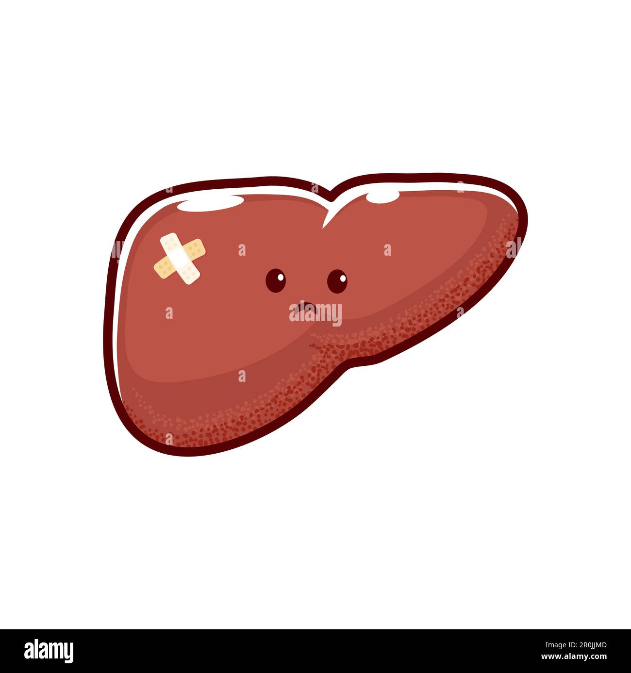 Cartoon sick liver character, injured unhealthy human organ, isolated ...