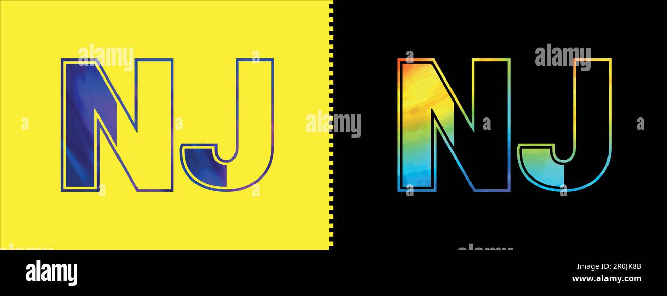 Unique NJ letter logo Icon vector template. Premium stylish alphabet logo design for corporate ...