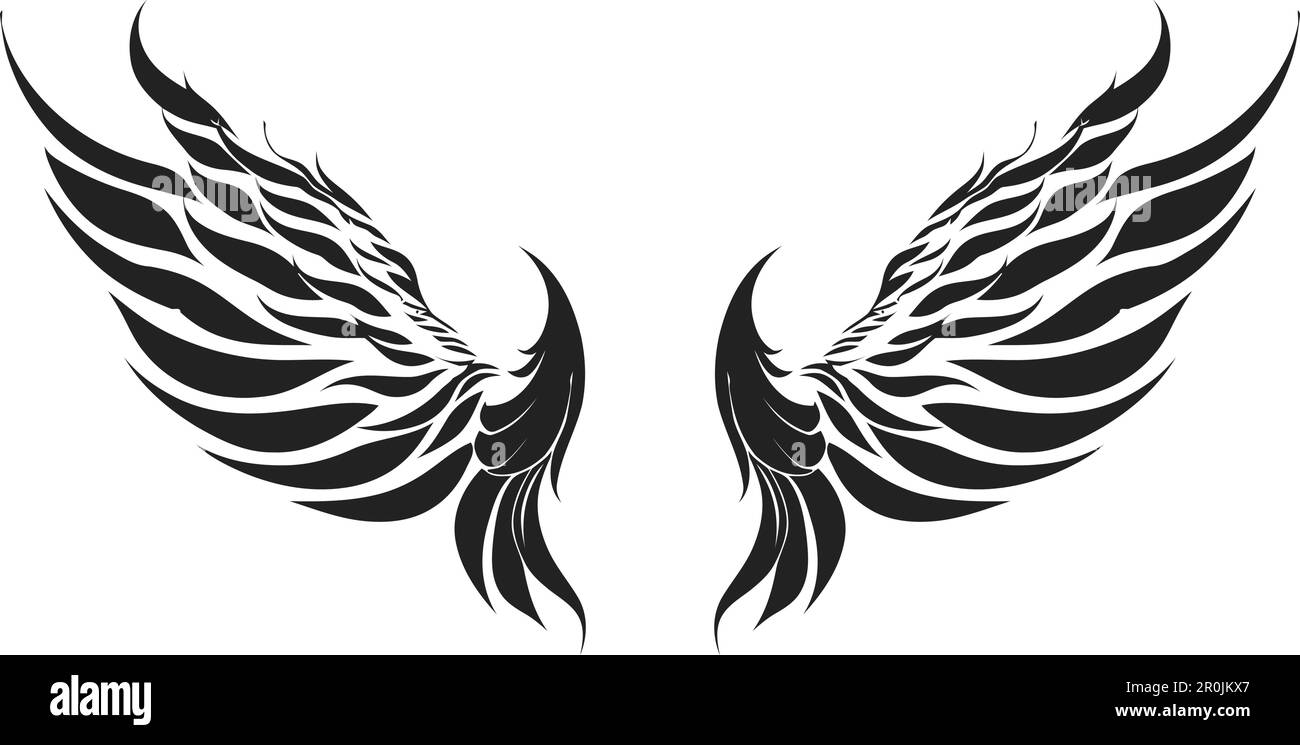 Angel wings, bird wings collection cartoon hand drawn vector ...