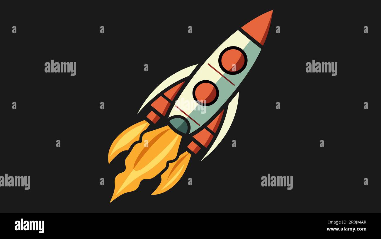 Cartoon rocket space ship take off, isolated vector illustration ...