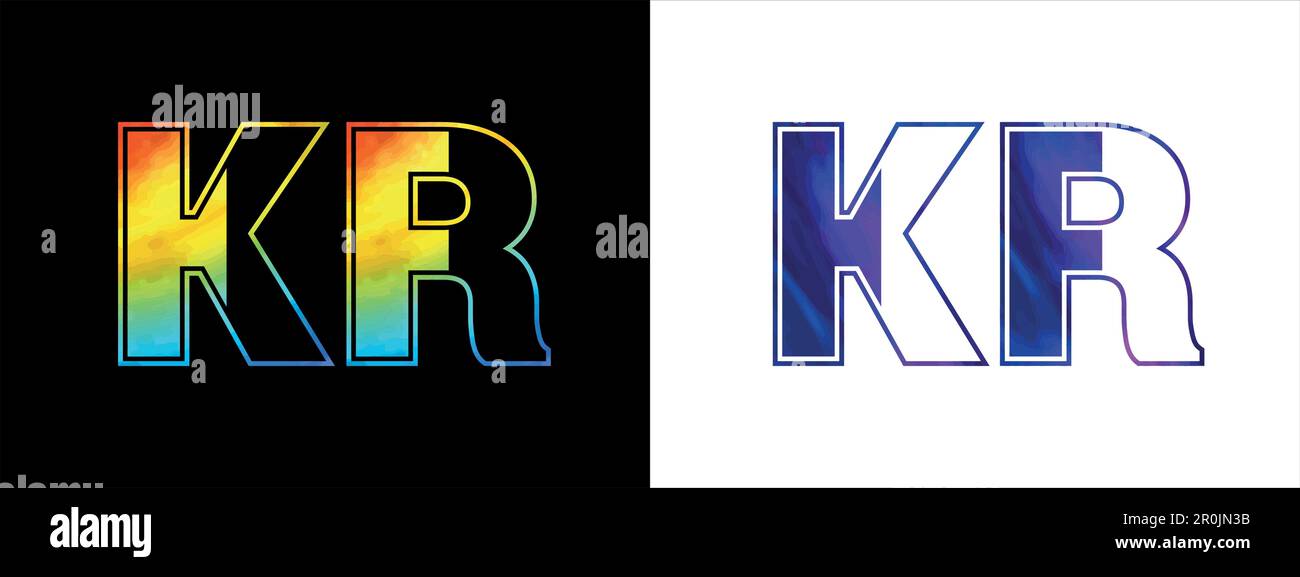 Letter KR logo design vector template. Creative modern luxurious ...