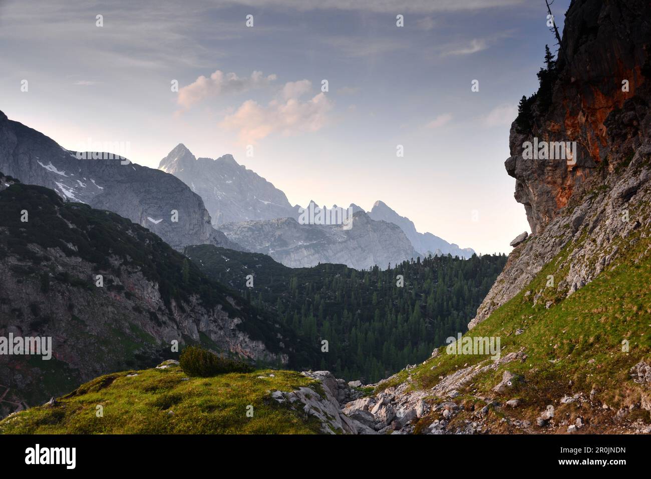 View over the lake Funtensee to Watzmann, Berchtesgaden, Upper Bavaria ...