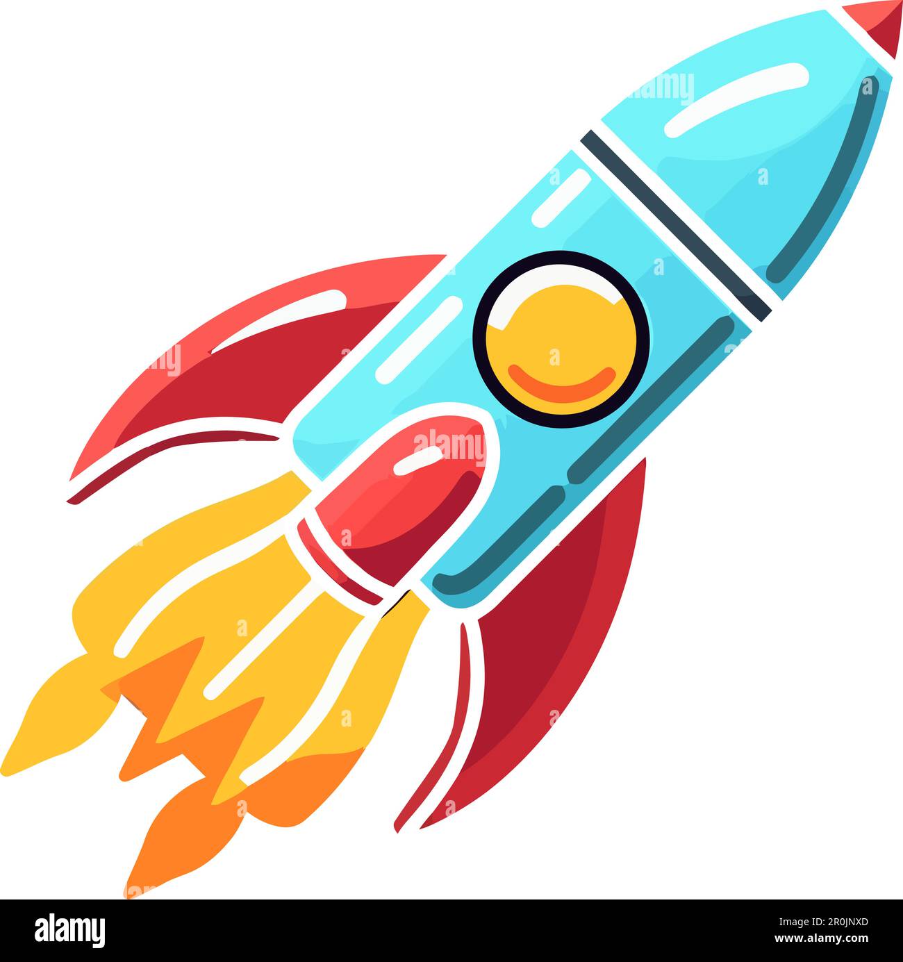 Cartoon Rocket Ship Taking Off