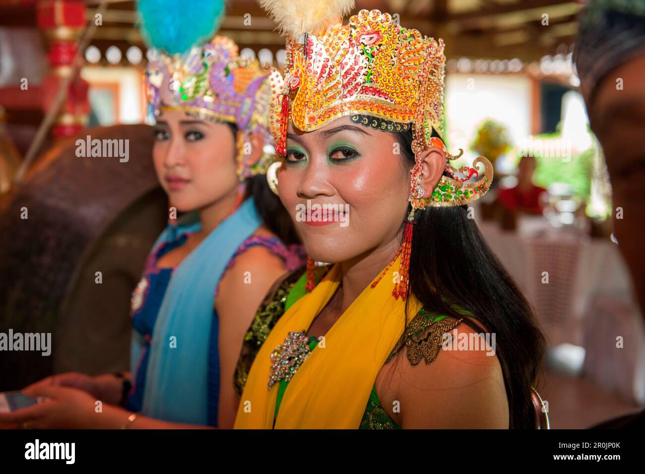 Teenage girls at dance and cultural performance, near Borobodur ...