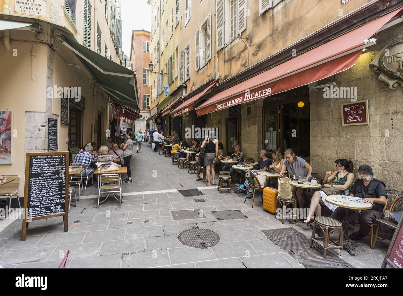 France, French Reviera, Nice, Old city Center , Restaurants, bars Stock ...