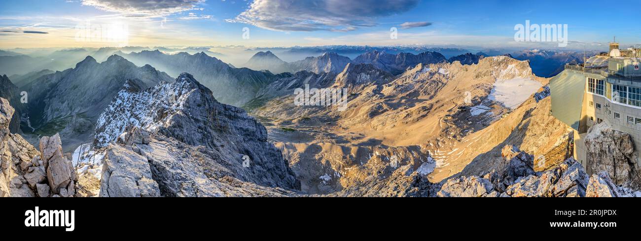 Panorama from summit of Zugspitze with Hoellental, Alpspitze ...