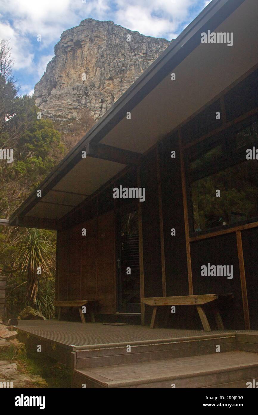 Frenchmans Cap rising above Lake Tahune Hut Stock Photo - Alamy