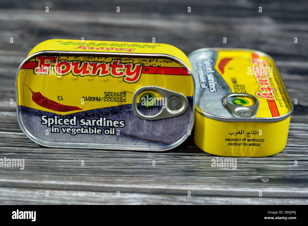 Cairo, Egypt, May 6 2023: Canned Founty spiced Moroccan Sardines in ...