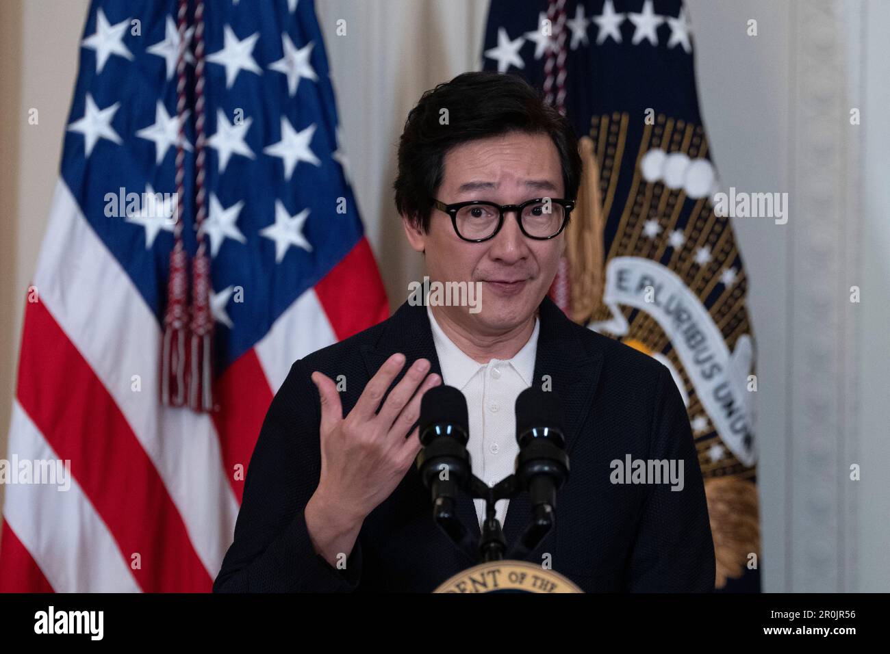 Washington DC, USA. 08th May, 2023. Actor Ke Huy Quan speaks during a ...