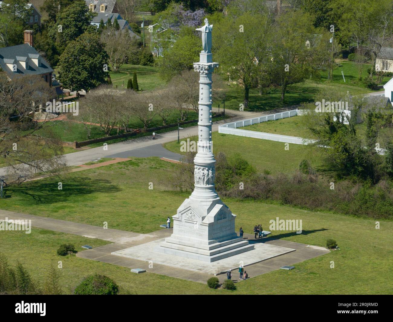 Aerial view of Yorktown revolutionary war battlefield with earthwork ...