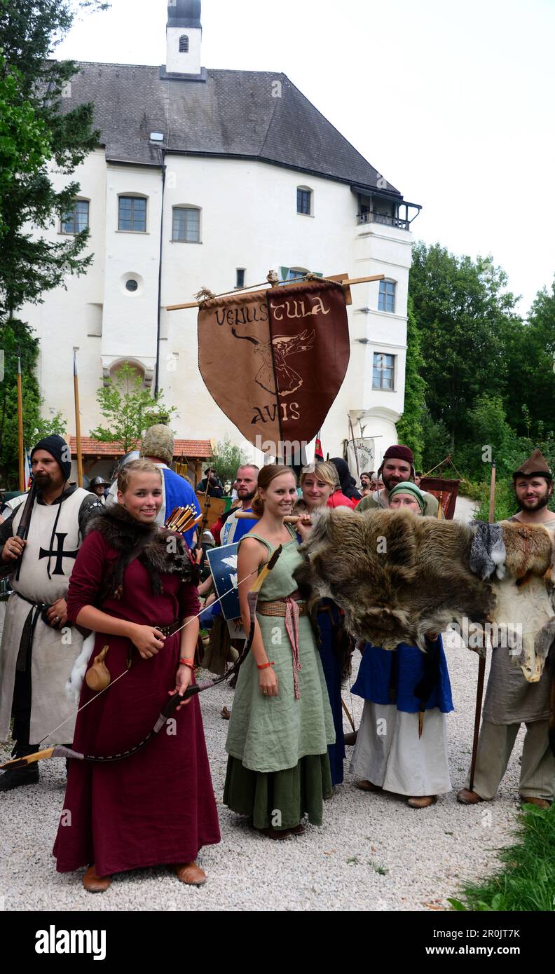 medieval pageant at the castle Amerang near Wasserburg, Bavaria ...